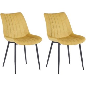 Clp Ensemble de 2 chaises Rahden en velours jaune