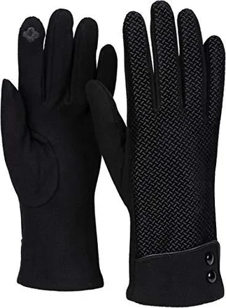 styleBREAKER Gants &agrave; &eacute;cran tactile pour femmes avec motif ondul&eacute; et doublure polaire, gants thermiques chauds, hiver 09010029, couleur:Noir