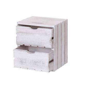 Mendler Kommode HWC-C62, Schubladenkommode Holzkiste, Shabby-Look Vintage, 2 Schubladen 36x32x26cm - wei&szlig;