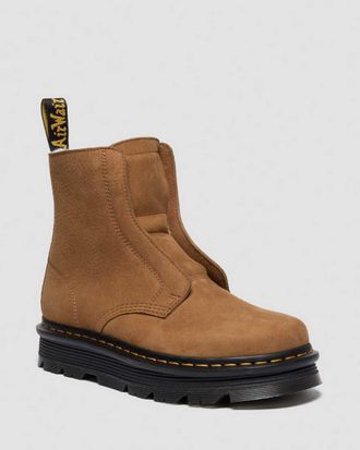 Dr. Martens Zebzag Laceless Slip On Nubuck Stiefel Mit Futter in Braun, Gr&ouml;&szlig;e: 36