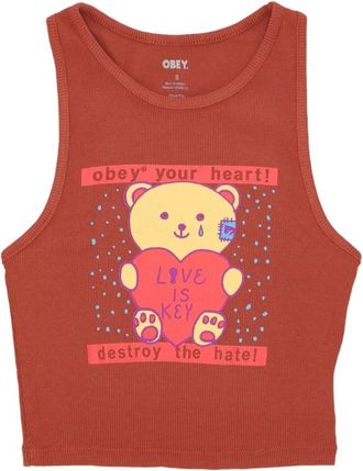 Obey Herz Rib Megan Tanks Terracotta - - Tops - Damen - Orange - M
