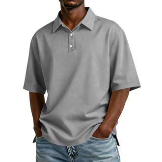 Generic Polo &agrave; manches courtes pour homme - Respirant - Pour l&eacute;t&eacute; - Pour les loisirs - Avec boutons - L&eacute;ger - Pour le sport - Basique, Gris (01), 3XL