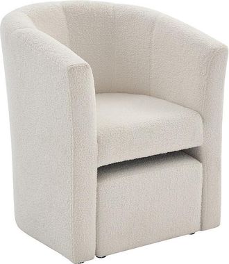 Vente-Unique Lounge-Sessel & Hocker - Bouclé-Stoff - Weiß - Jovana