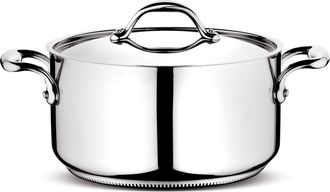 Lagostina Schmortopf mit 2 Griffen und Deckel Rund Ø 22 cm Silber/schwarz