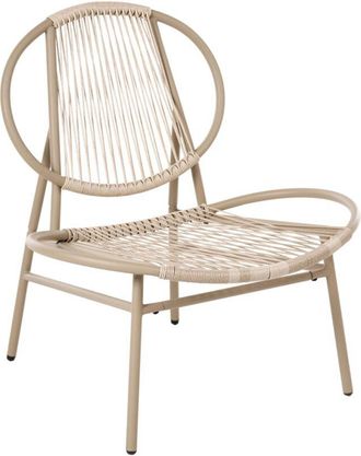 Beliani Chaise dExt&eacute;rieur Moderne en Rotin PE et Structure en Acier Galvanis&eacute; Rev&ecirc;tement en Poudre Beige Ovaro