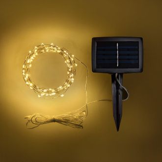Lights4fun 100er Micro LED Solar Lichterkette warmweiß Solarlampen für Außen Gartendeko Balkon Deko