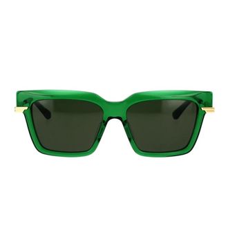 Bottega Veneta Minimalist Sonnenbrille Gr&uuml;ner Rechteckiger Rahmen - - Accessories - Damen - Gr&uuml;n - 53 MM