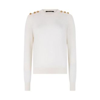 Roberto Cavalli Pullover mit goldenen Kn&ouml;pfen - - Knitwear - Damen - Wei&szlig; - XS