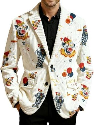 Generic Veste en velours c&ocirc;tel&eacute; pour homme - Imprim&eacute; multicolore - Costume de carnaval avec motif de ville - Veste en velours c&ocirc;tel&eacute; moderne - Blazer de loisi