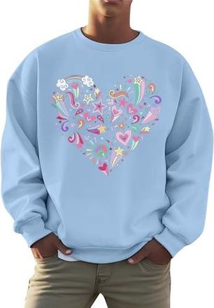 Generic 2026 Sweat-shirt d&eacute;contract&eacute; &agrave; col rond pour homme et femme Motif lettres imprim&eacute;es, bleu clair, XL