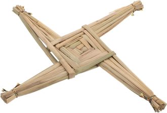 DOITOOL Irisches Strohkreuz Handgewebtes St Brigids Kreuz Aus Nat&uuml;rlichem Stroh Wanddekoration F&uuml;r Eingangsbereich Und Zuhause Traditionelles Irisches Kreuz Z