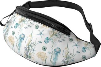 Generic Umh&auml;ngetaschen Mit Rei&szlig;verschluss Handytasche Tasche Meeresquallen Korallenfische Ocean Mode Brusttasche F&uuml;r Running Outdoor Damen 14X35Cm