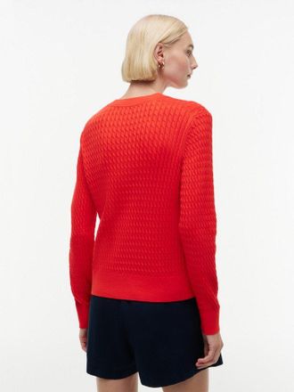 Tommy Hilfiger Rundhalspullover CO CABLE C-NK LS SWEATER Baumwolle, mit Zopfmuster, Regular Fit