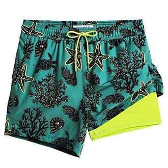 Maamgic Maillot de Bain pour Hommes avec Compression Short de Bain 2 en 1 | 5.5 S&eacute;chage Rapide Short de Natation d&eacute;contract&eacute; Boardshorts avec Pantalon int&eacute;rie