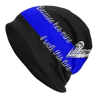 Generic Bonnets Drapeau Américain Thin Blue Line Bonnet en Tricot Doux Thermique Bonnet Hiver pour lescalade Ski Extérieur