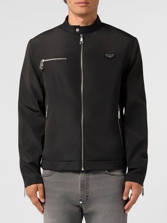 Philipp Plein Blouson biker en nylon avec col montant et fermeture zipp&eacute;e