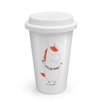 Mr. & Mrs. Panda To Go Becher Einhorn Dankesch&ouml;n - Geschenk, vielen Dank, Kaffee to go Becher, Coffee to go Becher, Einhorn Deko, Einh&ouml;rner, Unicorn