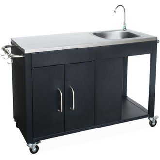 Sweeek Cuisine ext&eacute;rieure en acier noir L139xP70.6xH113 cm