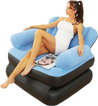 Generico Aufblasbares Sofa, Mehrzweck-Schlafsofa, 5-in-1, mit L-Armlehnen, Erwachsene im Freien, aufblasbares Bett, bequemer Liegestuhl, zusammenklappbar