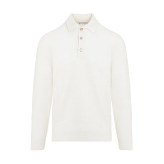 Brunello Cucinelli Homme, Tops, Beige, Taille: 3XL Polo en maille cachemire