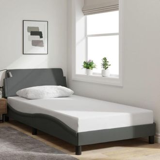 vidaXL Bettgestell Dover Dunkelgrau 100x200 cm Stoff Vidaxl