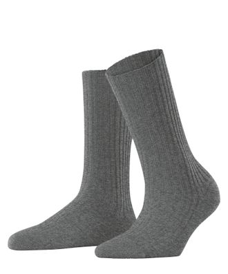 Falke Damen Socken Cosy Wool Boot W SO Wolle einfarbig 1 Paar, Grau (Greymix 3399), 35-38