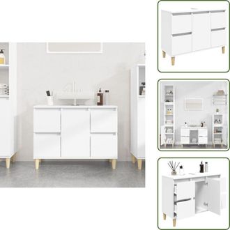vidaXL The Living Store Waschbeckenunterschrank Wei&szlig; 80x33x60 cm Holzwerkstoff - Waschbeckenunterschrank - Badezimmerm&ouml;bel - Schubladenschrank