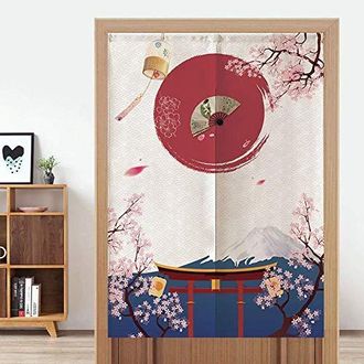 RAGUSO 85 * 120 cm Vantage Japonais Peinture Traditionnelle Demi Rideau Rideaux Brise bise occultant Porte Rideau pour la Maison Enfants Chambre Chambre Cuis