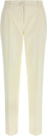 Dolce & Gabbana Femme, Pantalons, Beige, Taille: 42 FR Pantalon en toile de laine stretch