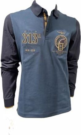 Aeronautica Polo PO1890 Flèches Tricolores pour homme, chemise, manches longues, 94678 Avio-bleu marine, Large