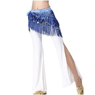Generic Ceinture &eacute;Lastique Femme - Ceinture de Danse Femmes avec Perles et Paillettes pour Costume Tassels &Eacute;charpe Hanche Ventre