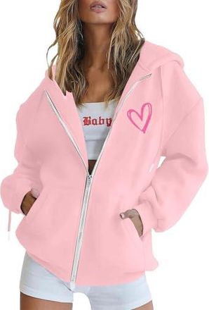 Generic Vestes &agrave; capuche d&eacute;contract&eacute;es pour femmes 2026 avec fermeture &eacute;clair, manches longues, cordon de serrage, polaire, parfaites pour un usage quotidien,