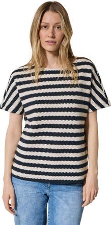 Cecil Striped Structure T-Shirt Light Alabaster White M