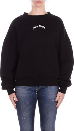 Palm Angels Femme, Sweatshirts et sweats &agrave; capuche, Noir, Taille: 38 FR Front and Back Logo SweaT-shirt
