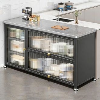 Generic Sideboard, ger&auml;umiger K&uuml;chenschrank Arbeitsplatte aus Schiefer mit hoher Tragf&auml;higkeit, verstellbare Regalh&ouml;he Mit Kabelf&uuml;hrungsl&ouml;chern for vielseitig