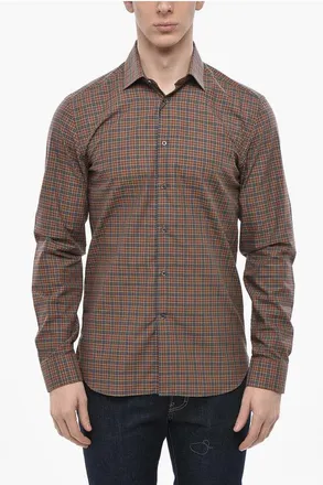 Corneliani ID Slim Fit Plaid Shirt with French Collar size 40