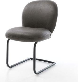 DELIFE Freischwinger Nube-Flex Mikrofaser Anthrazit Vintage Freischwinger rund Schwarz Taschenfederkern, Esszimmerstühle