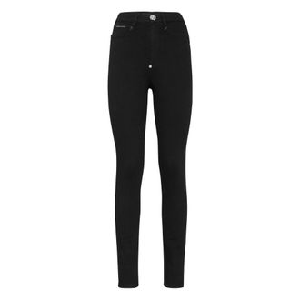 Philipp Plein Crystal Skull Denim Super High Waist Jegging - Femme - Jeans - Noir - Taille: W25
