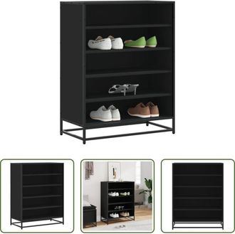 vidaXL vidaXL Metall - Schuhschrank Schwarz 75x38x97,5 cm Holzwerkstoff Metall