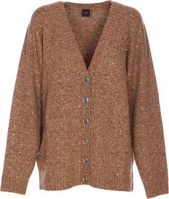 Pinko Pinko, Femme, Pulls, Beige, Taille: 34 FR Cardigan en bouclé avec strass