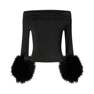 Andamane Haut en jersey &agrave; &eacute;paules d&eacute;nud&eacute;es - Femme - Tops - Noir - Taille: 38 FR