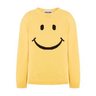 Moschino Gelber Strickpullover mit Smiley-Gesicht - - Knitwear - Herren - Gelb - M