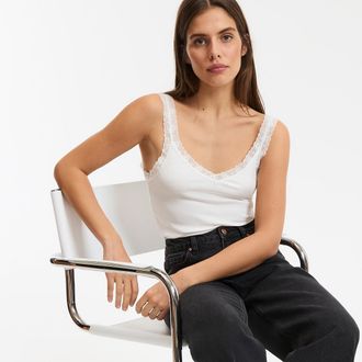 La Redoute Collections D&eacute;bardeur Col V D&eacute;tail Dentelle