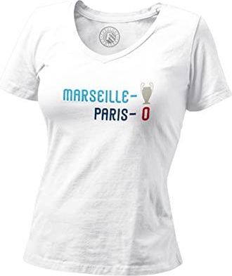 Fabulous T-Shirt Femme Col V Marseille 1 - Paris 0 Sport Foot Champion Ballon C1