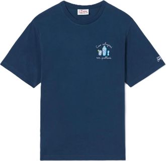 MC2 Saint Barth Homme, Tops, Bleu, Taille: 2XL Portofino Man Cotton T-Shirt With Front Print