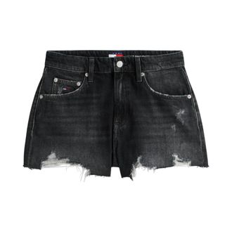 Tommy Jeans Distressed Raw Hem Denim Shorts - - Shorts - Damen - Schwarzk - W25