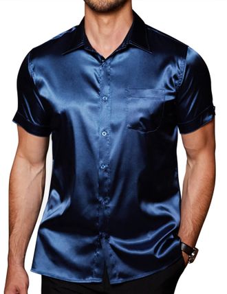 Coofandy L&auml;ssiges Herren-Strandhemd, Bedruckt, kurz&auml;rmelig, Sommer, Hawaii-Hemd, XL