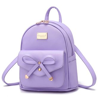 I Ihayner M&auml;dchen Schleife Niedlicher Leder Rucksack Mini Rucksack Damen Kleine Modische Tasche f&uuml;r Reisen Einkaufen Lila