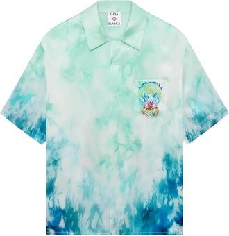 Casablanca chemise imprim&eacute;e &agrave; poche poitrine - Bleu
