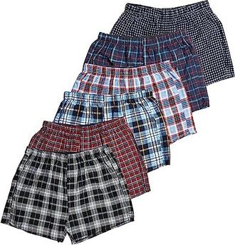Bonjour Lot de 6 boxers classiques tissés pour homme - En coton respirant - Tailles S, M, L, XL, XXL, 3XL, 4XL, 5XL, coloris assortis, XXXL